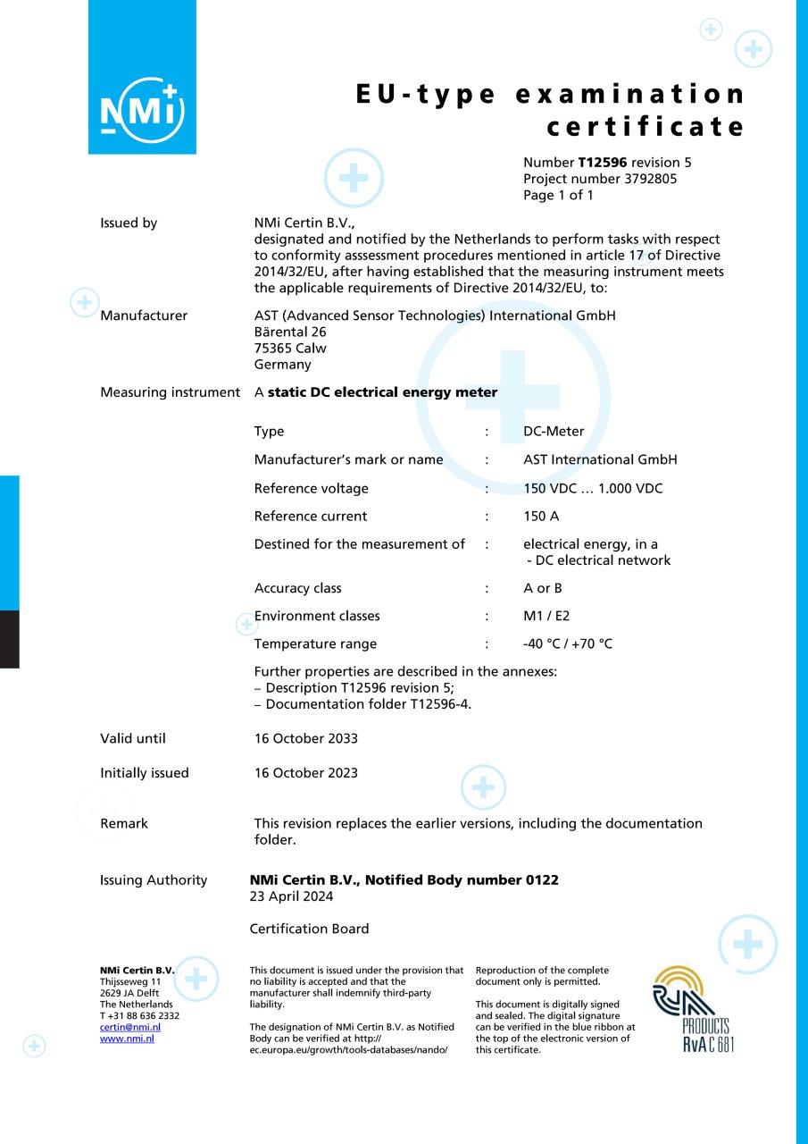 DC Meter | Calibration law compliant | AST International